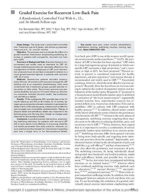 (PDF) Graded exercise for recurrent low-back pain: a randomized ...
