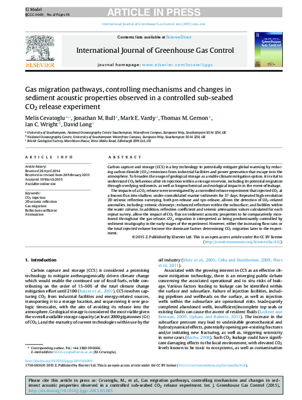 (PDF) Gas migration pathways, controlling mechanisms and changes in sediment acoustic properties ...