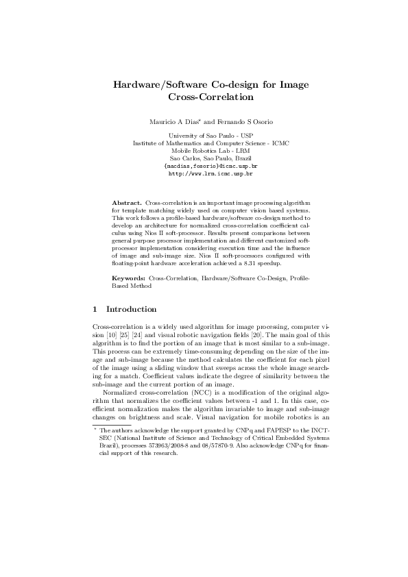 (PDF) Hardware/Software Co-design for Image Cross-Correlation