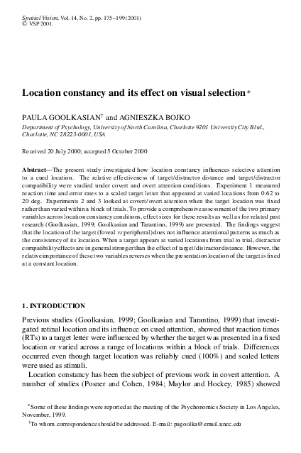 (PDF) Location constancy and its effect on visual selection