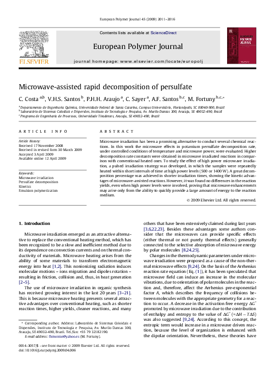 (PDF) Microwave-assisted rapid decomposition of persulfate