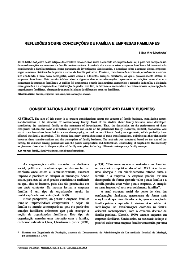 (PDF) Considerations about family concept and family business