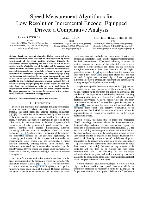 (PDF) Speed measurement algorithms for low-resolution incremental ...