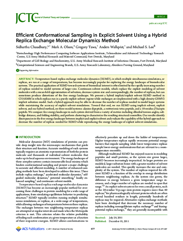 Pdf Efficient Conformational Sampling In Explicit Solvent Using A