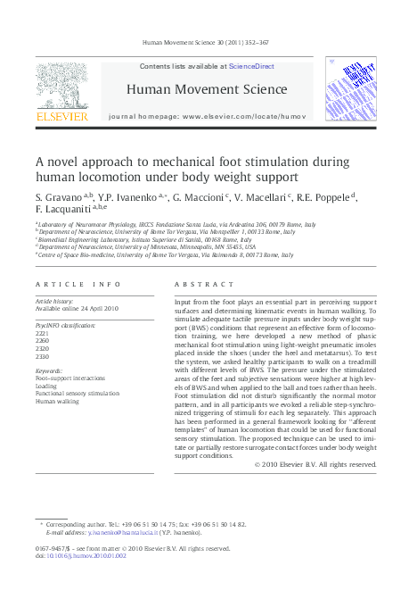 (PDF) A novel approach to mechanical foot stimulation during human ...