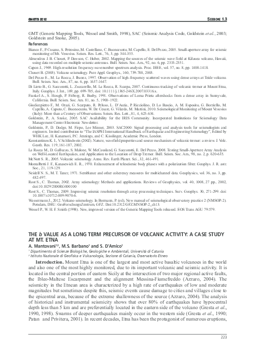 (PDF) The b value as a long term precursor of volcanic activity: a case study at Mt. Etna