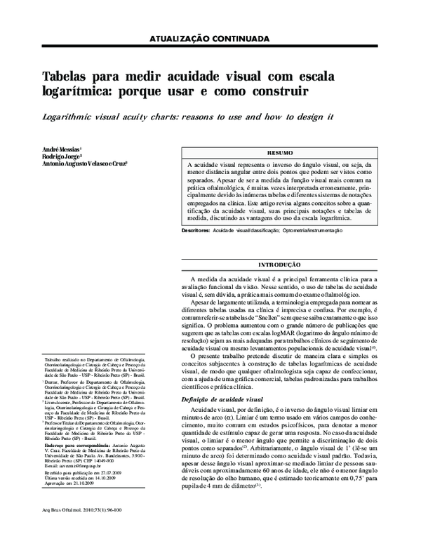 (PDF) Tabelas para medir acuidade visual com escala logarítmica: porque usar e como construir