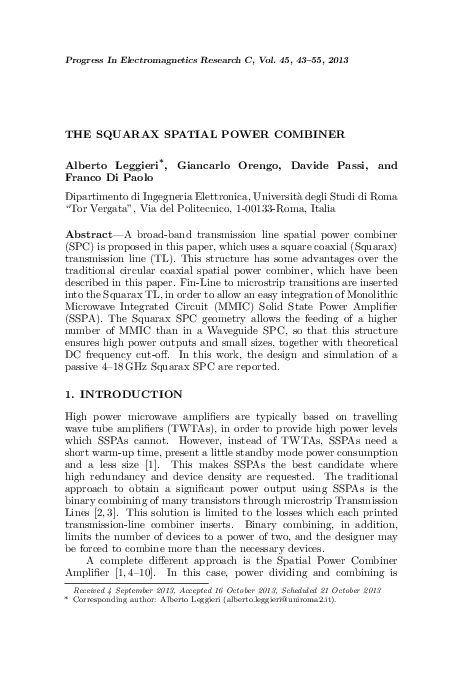 (PDF) THE SQUARAX SPATIAL POWER COMBINER