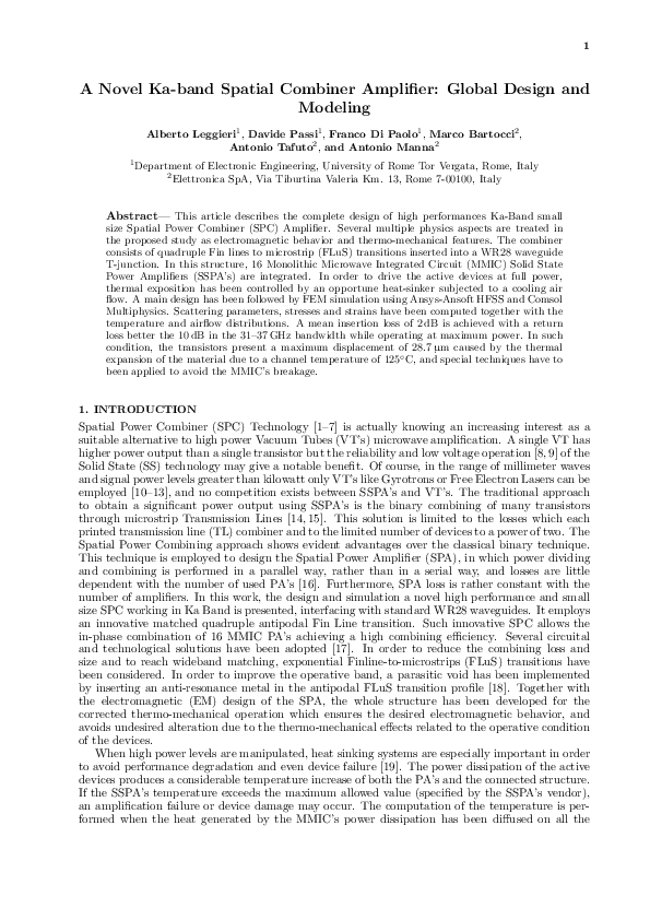 (PDF) A Novel Ka-band Spatial Combiner Amplifier: Global Design and ...