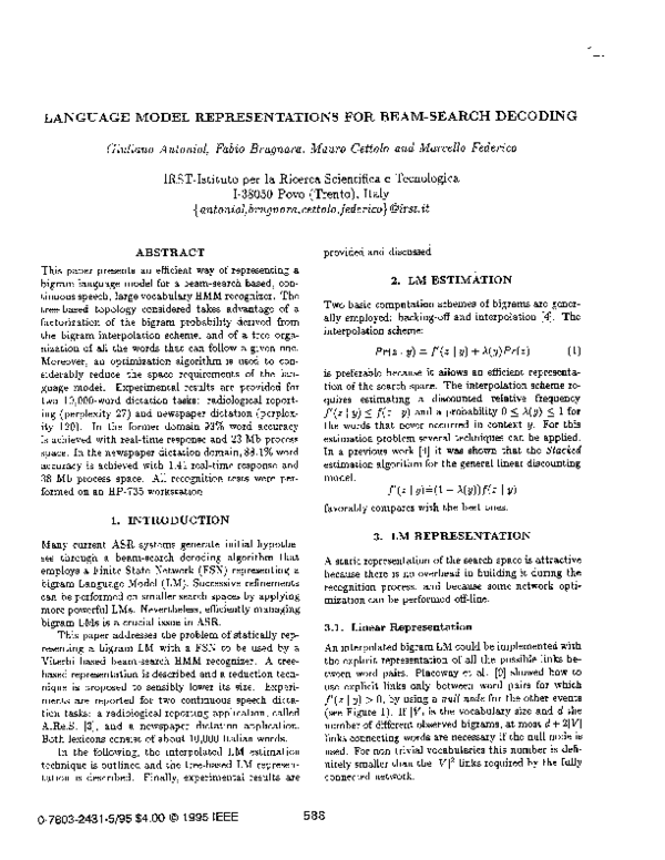 (PDF) Language model representations for beam-search decoding