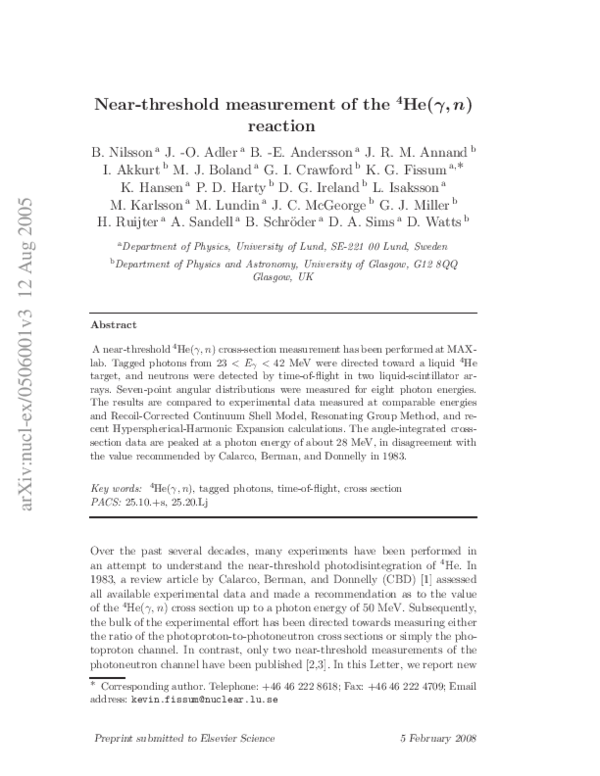 (PDF) Near-threshold measurement of the 4He reaction