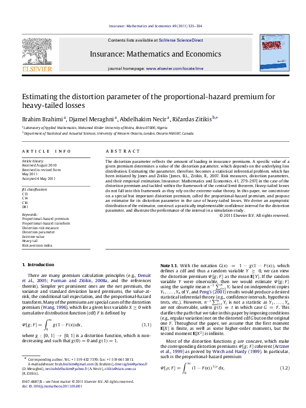 (PDF) Estimating the distortion parameter of the proportional-hazard ...