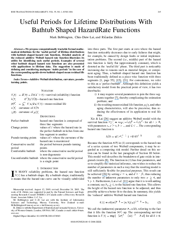 (PDF) Useful periods for lifetime distributions with bathtub shaped ...