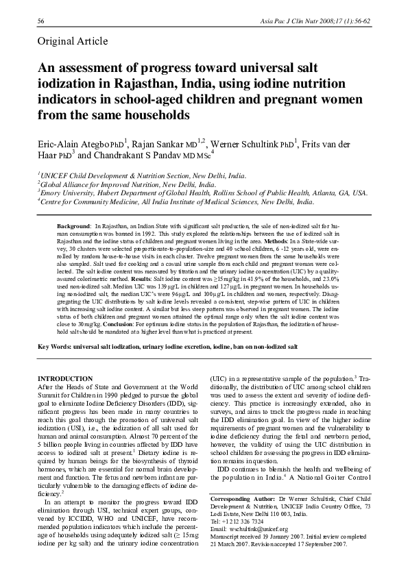 (PDF) An assessment of progress toward universal salt iodization in ...