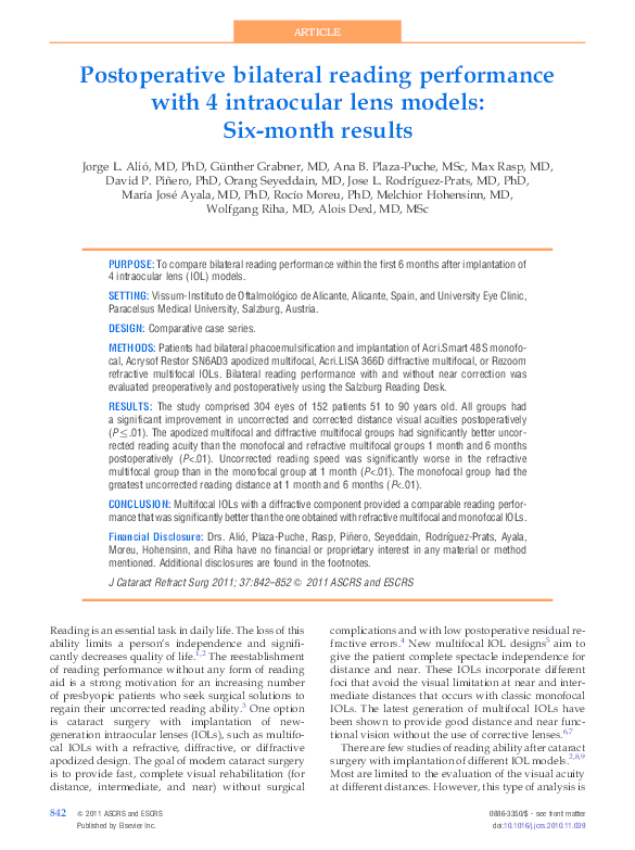 (PDF) Postoperative bilateral reading performance with 4 intraocular ...