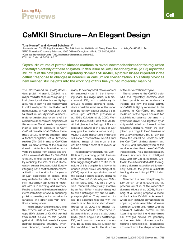 (PDF) CaMKII Structure—An Elegant Design