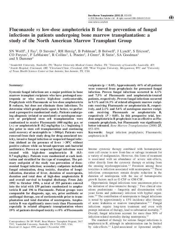 (PDF) Fluconazole vs low-dose amphotericin B for the prevention of ...