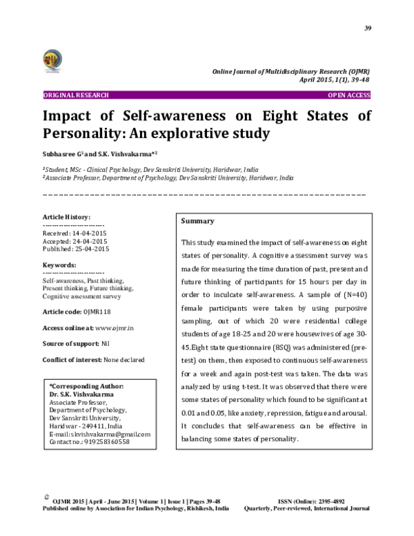 (PDF) Self-awareness