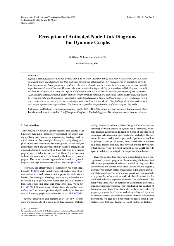 (PDF) Perception of Animated Node-Link Diagrams for Dynamic Graphs