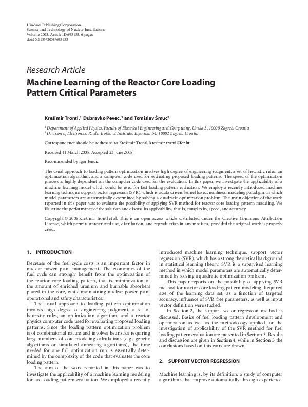 (PDF) Machine Learning of the Reactor Core Loading Pattern Critical ...