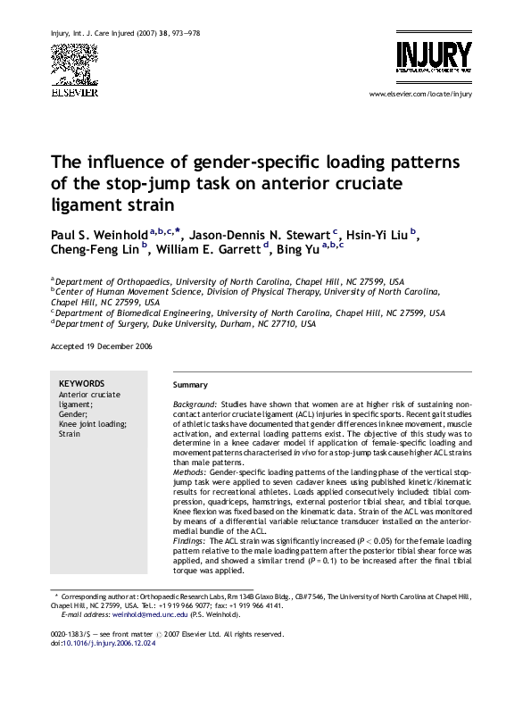 (PDF) The influence of gender-specific loading patterns of the stop ...