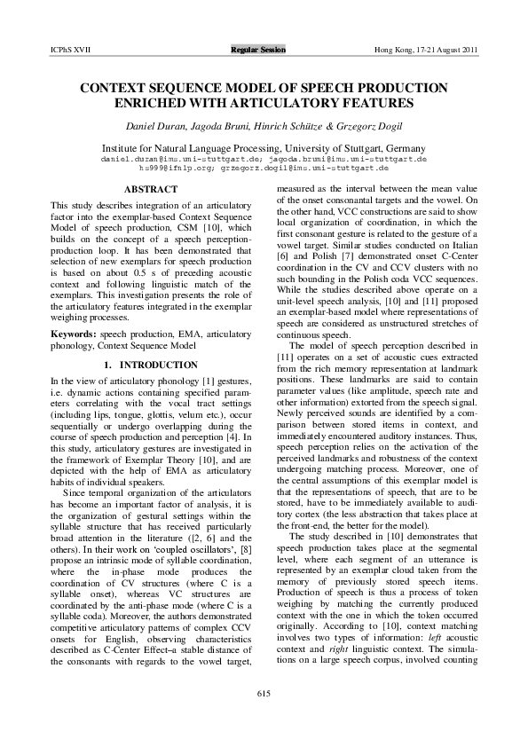 (PDF) Context Sequence Model of Speech Production Enriched with ...
