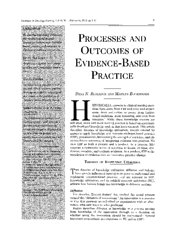 (PDF) Processes and outcomes of evidence-based practice