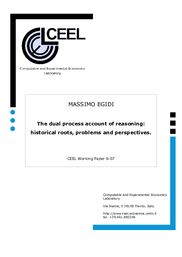 (PDF) The Dual Process Account of Reasoning: Historical Roots, Problems and Perspectives