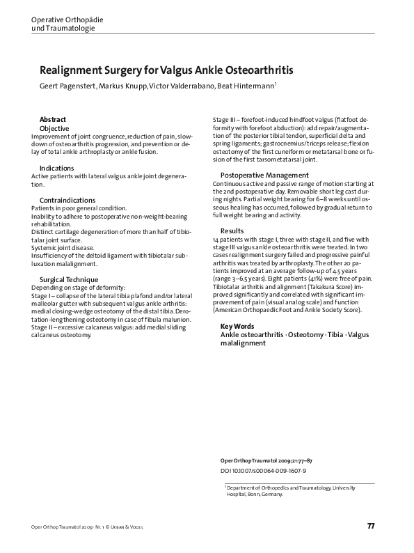 (PDF) Realignment Surgery for Valgus Ankle Osteoarthritis
