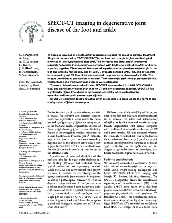 (PDF) SPECT-CT imaging in degenerative joint disease of the foot and ankle
