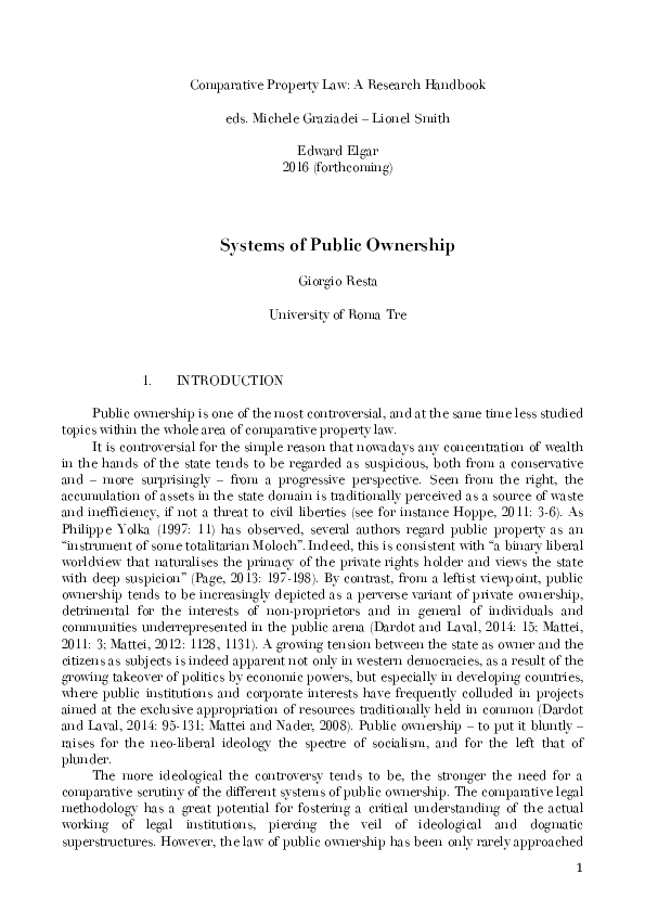 (PDF) Systems of Public Ownership