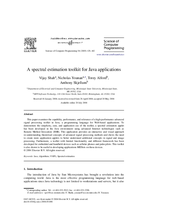Pdf A Spectral Estimation Toolkit For Java Applications