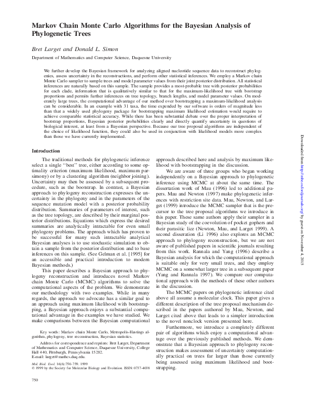 (PDF) Bayes or Bootstrap? A Simulation Study Comparing the Performance of Bayesian Markov Chain ...
