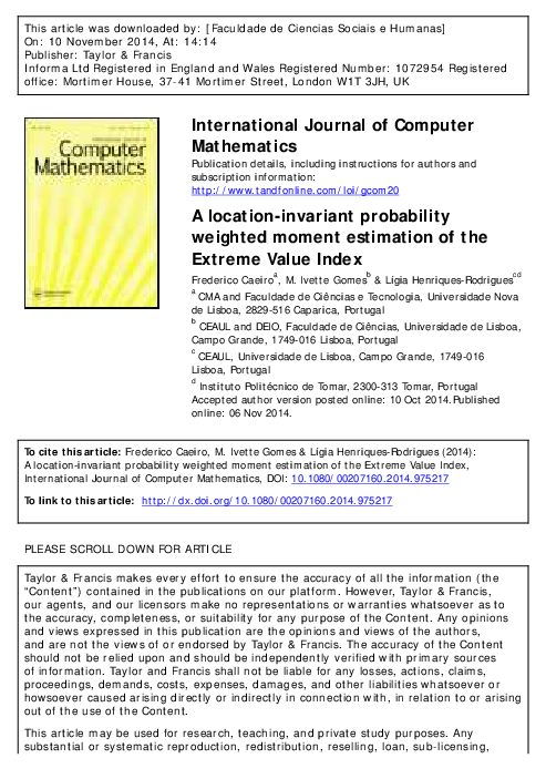(PDF) A location-invariant probability weighted moment estimation of the Extreme Value Index