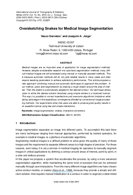 (PDF) Oversketching Snakes for Medical Image Segmentation