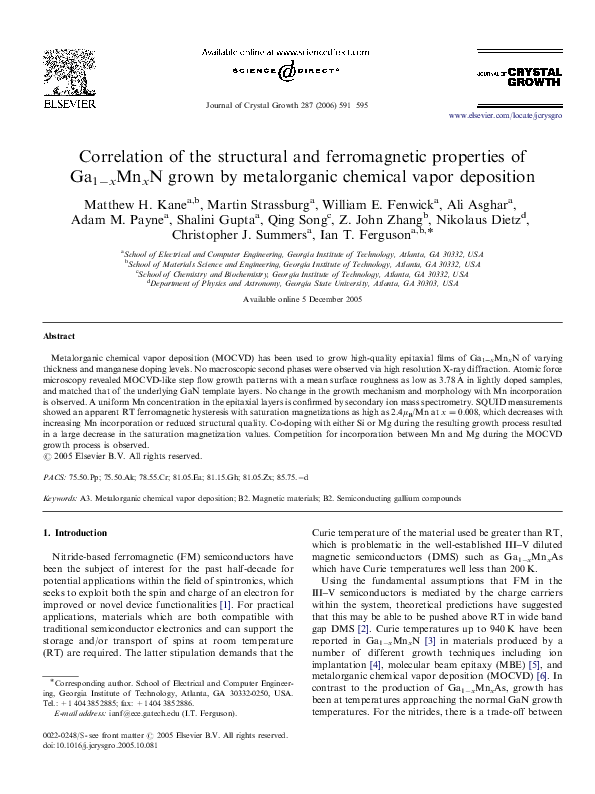(PDF) Correlation of the structural and ferromagnetic properties of Ga1 ...