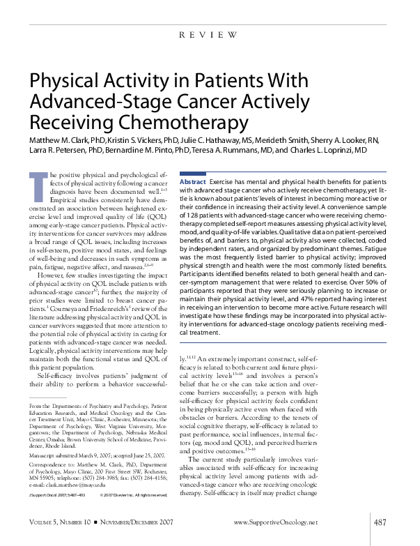 (PDF) Physical activity in patients with advanced-stage cancer actively ...