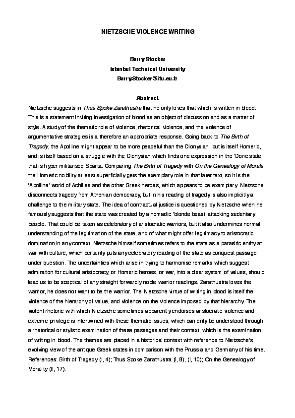 (PDF) Nietzsche, Violence, Writing