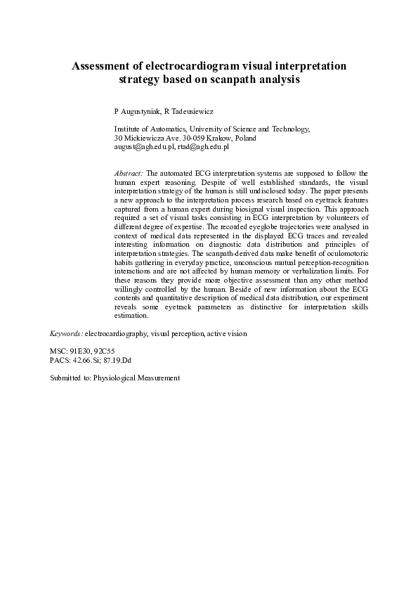 (PDF) Assessment of electrocardiogram visual interpretation strategy based on scanpath analysis