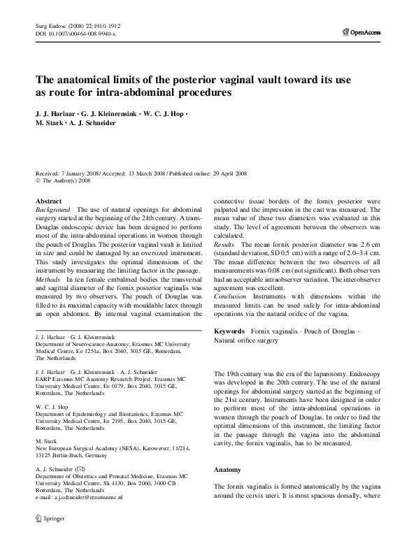 (PDF) The anatomical limits of the posterior vaginal vault toward its ...