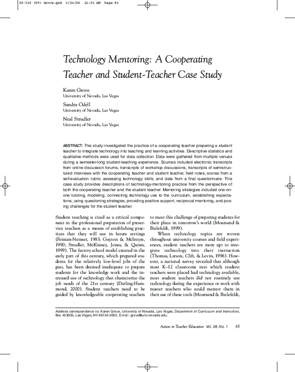 (PDF) Technology Mentoring: A Cooperating Teacher and Student Teacher ...