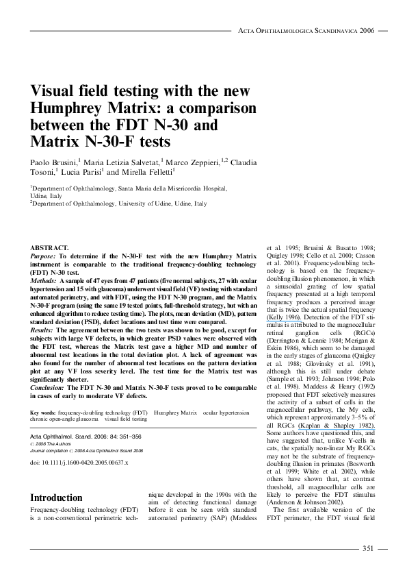 (PDF) Visual field testing with the new Humphrey Matrix: a comparison ...