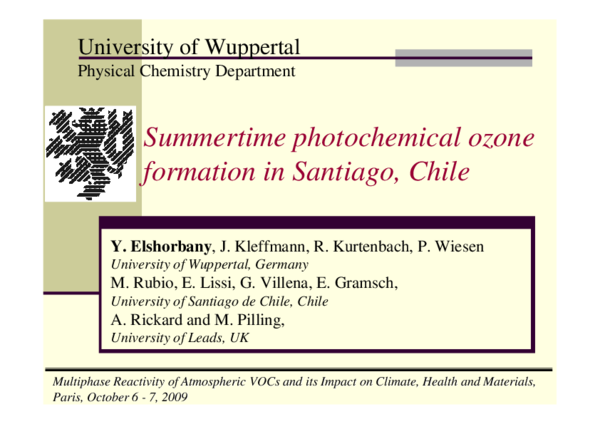 (PDF) Summertime photochemical ozone formation in Santiago, Chile