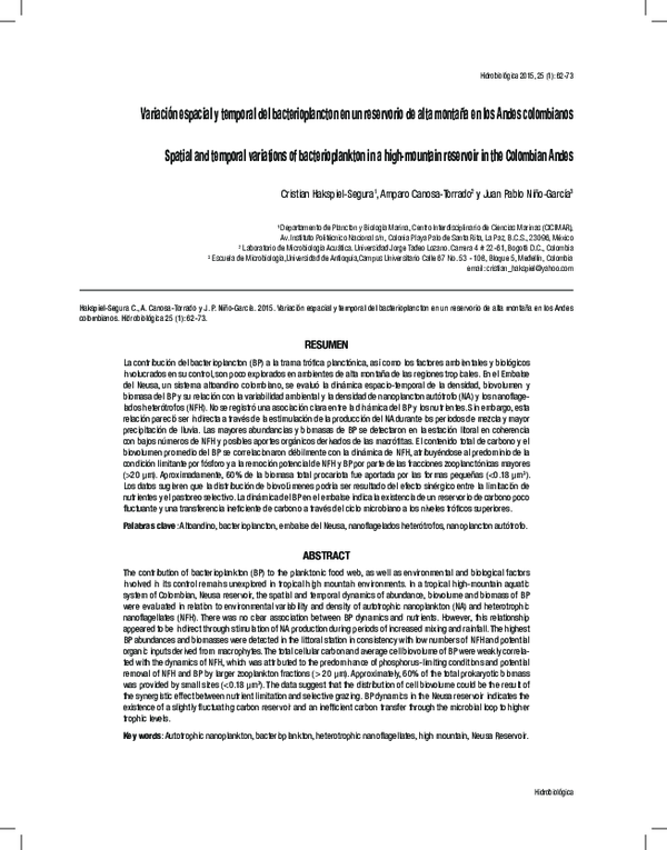 (PDF) Spatial and temporal variations of bacterioplankton in a high ...