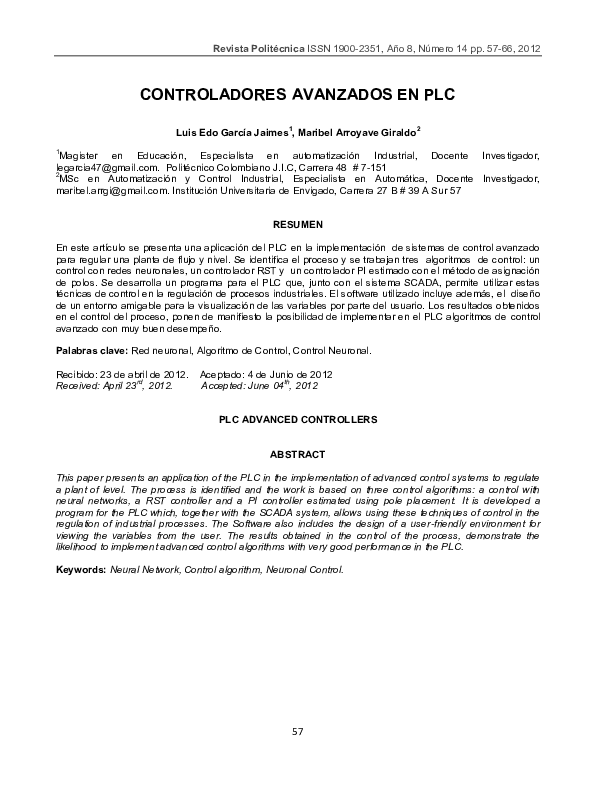 (PDF) Controladores avanzados en Plc