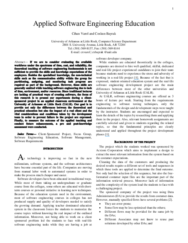 (PDF) Applied Software Engineering Education