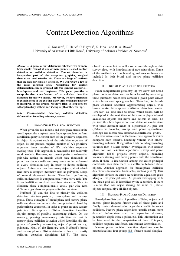Pdf Contact Detection Algorithms