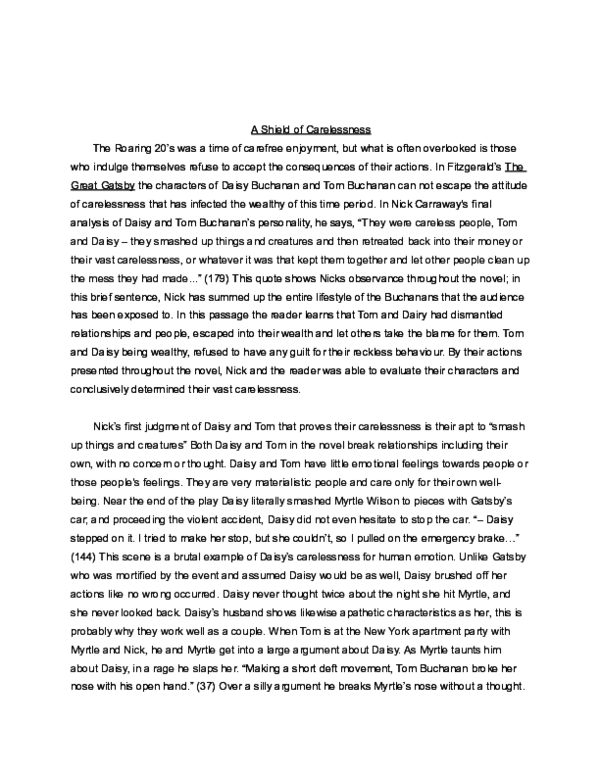 (DOC) Great Gatsby: Daisy & Tom