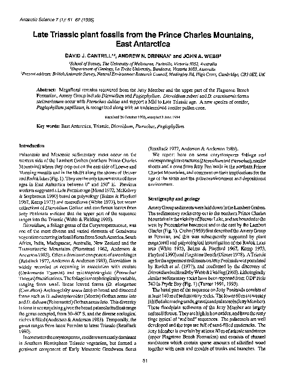 (PDF) Late Triassic plant fossils from the Prince Charles Mountains ...