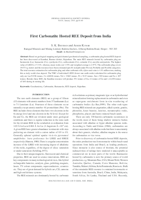 First carbonatite hosted REE